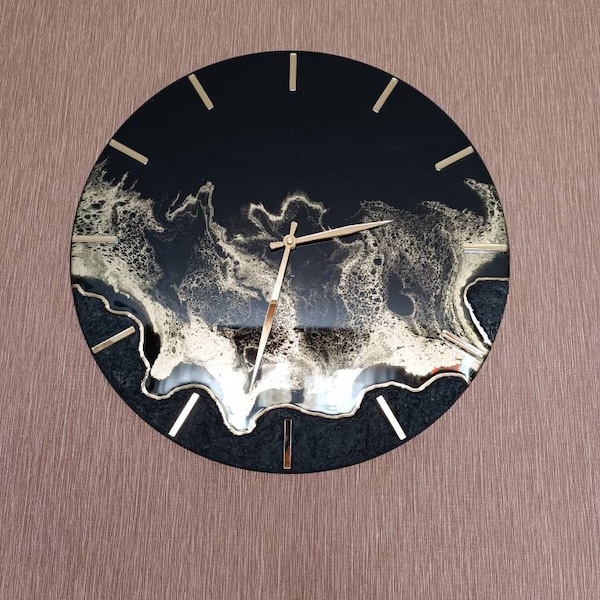 Wedding Gift Clock Light Beige Elegant Resin Marble Wall Clock With ...