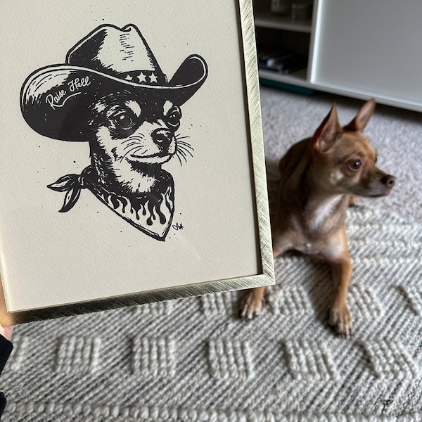 Raisin Hell Cowdog, Giclée Fine Art Print, Western Dog Art, Vintage ...