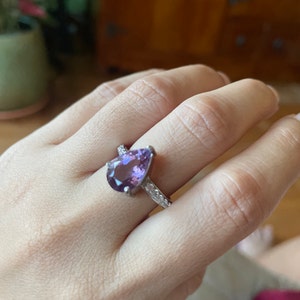 Amethyst Pear Ring Natural Amethyst Engagement Ring Purple - Etsy