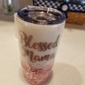 Glitter Tumbler, Blush Pink and Rose Gold, Chunky Glitter, Personalized ...