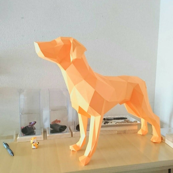 Printable DIY Template (PDF). Dog (pointer) Low Poly Paper Model ...