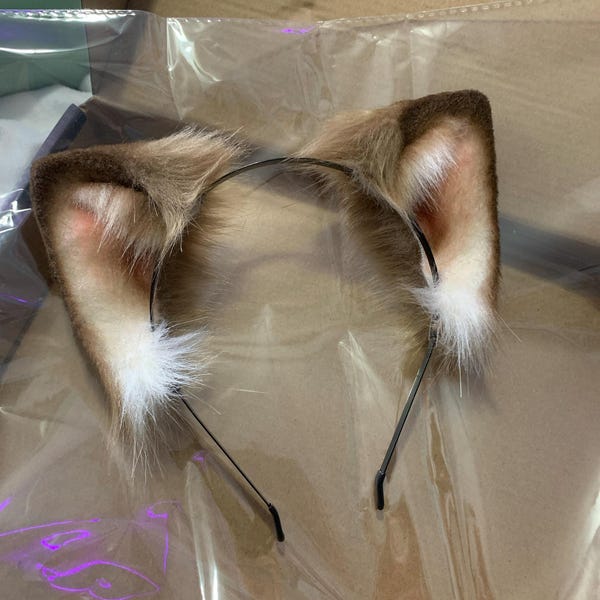 Handmade Realistic Fox Ear and Tail Cosplay,wolf Tail and Ears Headband ...