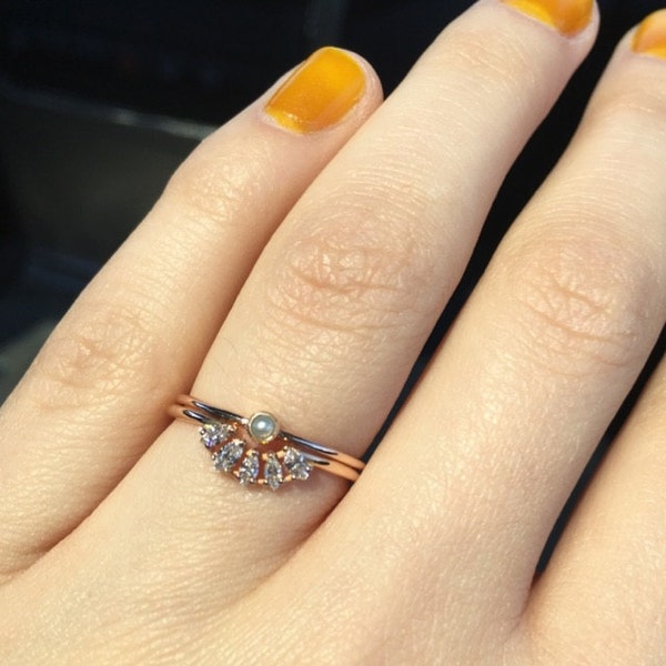 Anello nuziale con diamante a taglio marquise, anello nuziale a ...