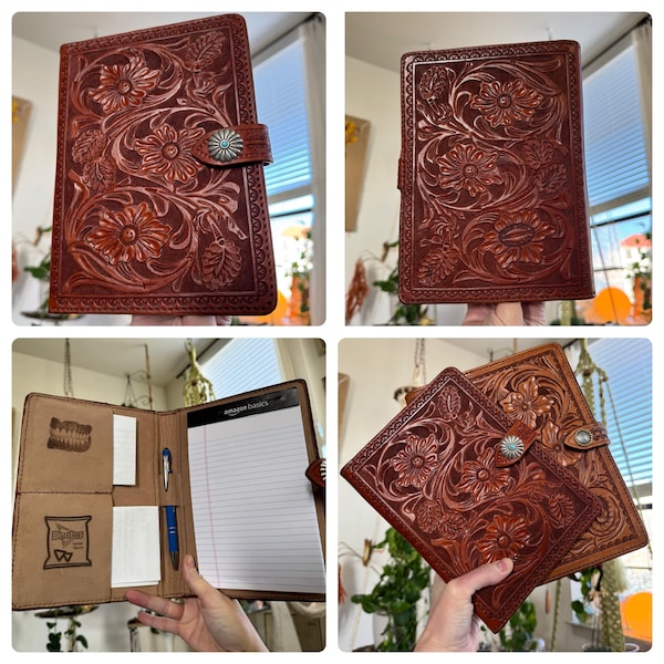 Hand Tooled Leather Day Planner - Etsy