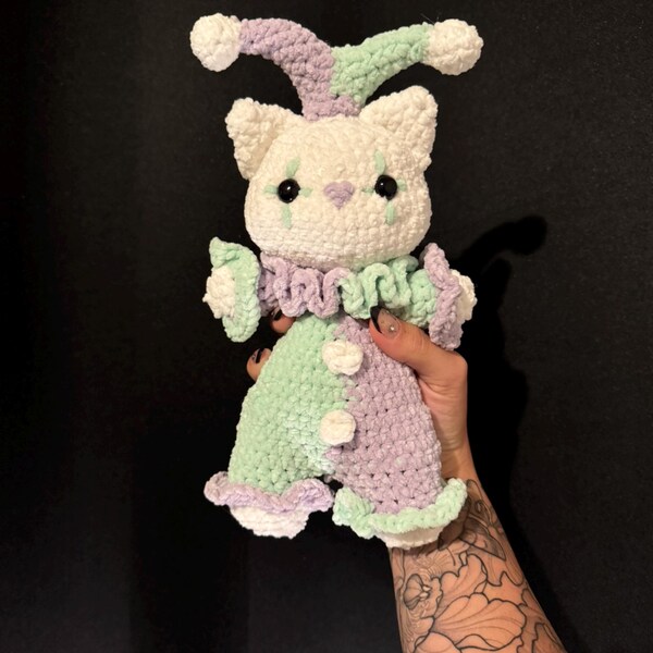 Crochet Jester Kitty and Bunny Pattern. Crochet Jester Bunny. Crochet ...