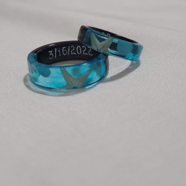 Ocean Resin Ring, Mermaid Ring, Algae Ring, Summer Ring, Aquamarine ...