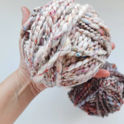 Spiral Hand Spun Art Yarn, Pink Merino Wool Yarn for Knitting and ...