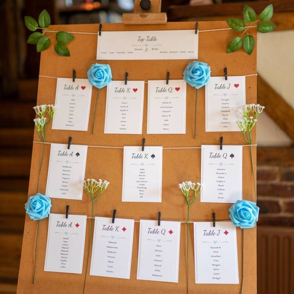 Personalised Wedding Table Plan Cards | Heart Design | Wedding Seating ...