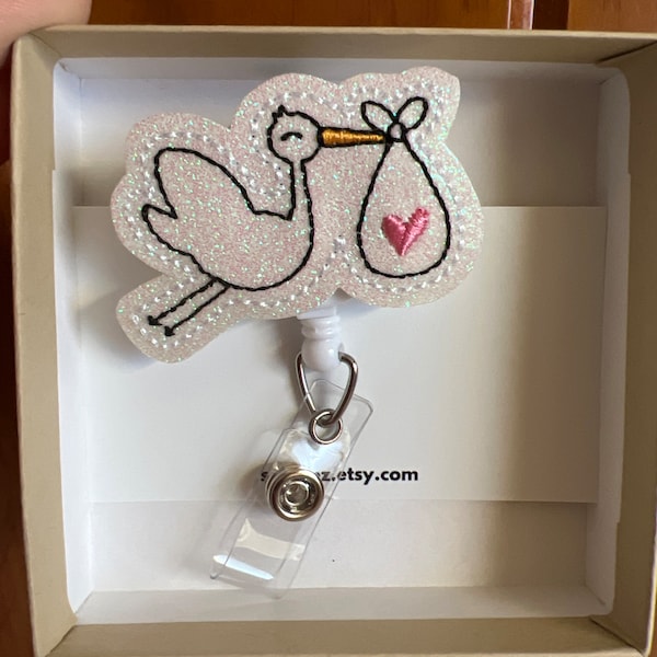 Stork Badge Reel / Nurse Badge Reel / OBGYN / Retractable ID Badge ...