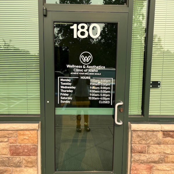 Shop Hours Decal - Attractive Storefront Hours Decal - Glass Door Sign ...