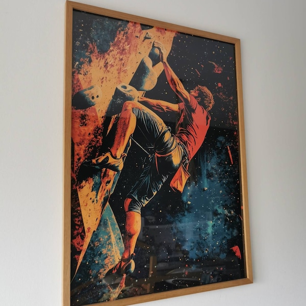 Climbing Wall Art Print | Minimalist Indoor Bouldering Poster | Sport ...