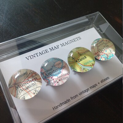 Custom Vintage Map Magnets Set You Pick the Locations Map - Etsy