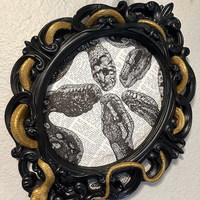 Handmade Ornate Oval Plaster Snake Serpent Frame With Baphomet goth ...