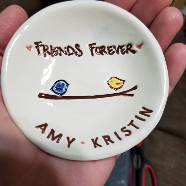 Best Friends Ceramic Ring Dish With Little Birds | Personalized Jewelry ...