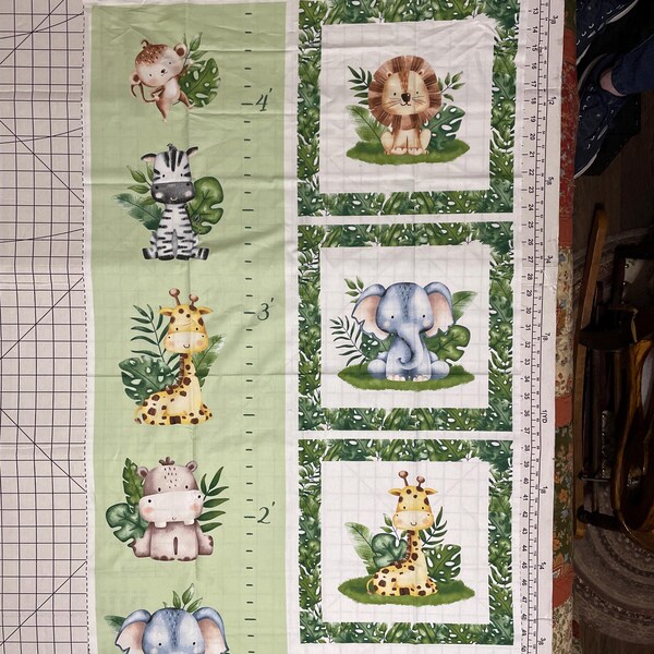 Wee Safari White Growth Chart Panel by Northcott Fabrics 25648 10 (#232 ...