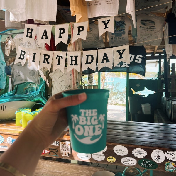 Surf Birthday Cups, the Big One Cups, Hawaii Party Cups, Surf Birthday ...