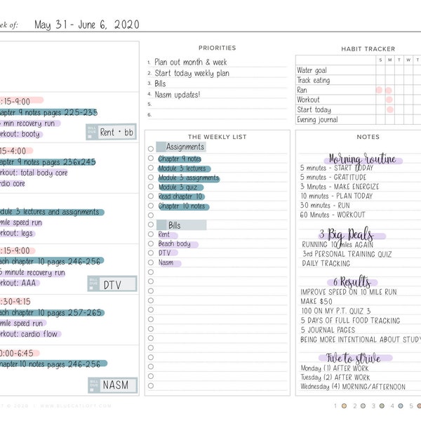 Digital Study Planner Template, Undated Digital Student Planner, iPad ...