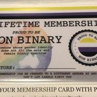 NON BINARY Lifetime Membership Card Gay Pride Card LGBT Identity Card ...