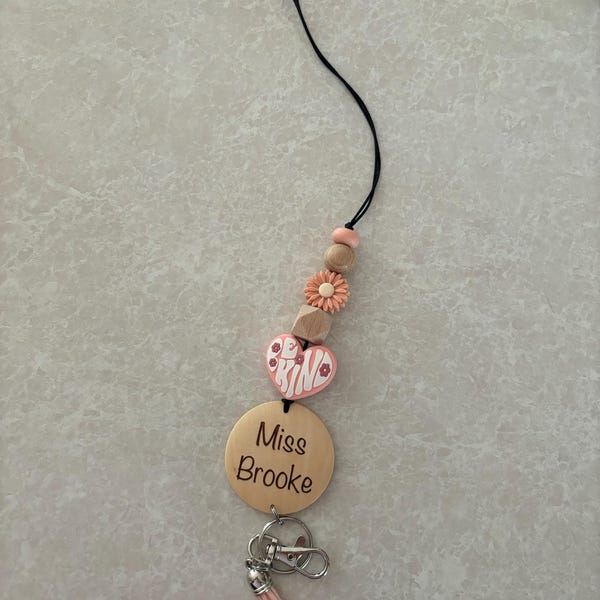 Boho Rainbow Beaded Teacher Lanyard, ID Badge Holder, Lanyard for Keys ...