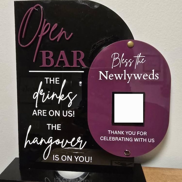 Custom Open Bar and Honeymoon Fund Sign – Wedding Bar Sign With QR Code ...