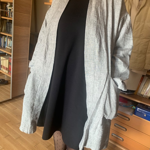 Linen Coat With Pockets, Linen Duster, Linen Jacket Women, Linen Kimono ...