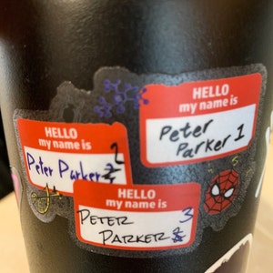 Peter Parkers Transparent Sticker/ Spider Man Name Tag Funny - Etsy