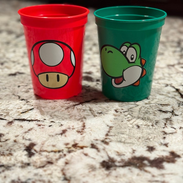 Yoshi Party Cups - 16oz Stadium Cups (super Mario Bros) - Etsy