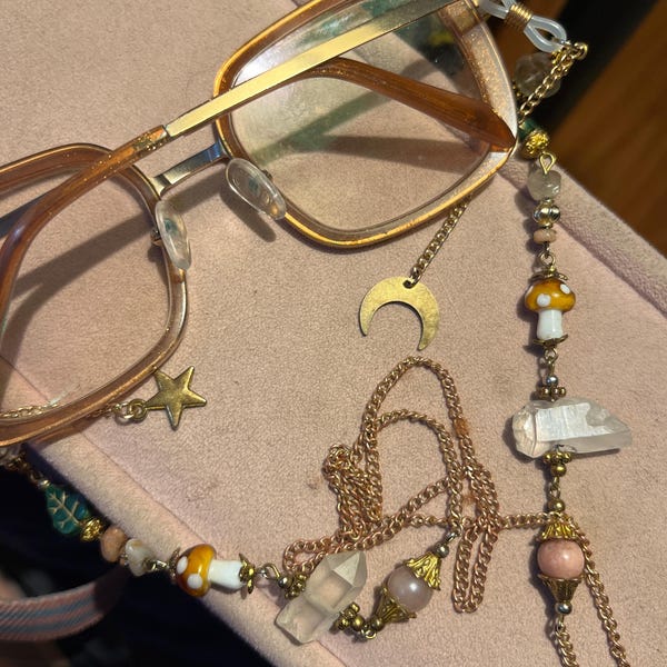 Blood Moon Gunmetal Eyeglass Chain Czech Crystal Red Garnet Beads ...