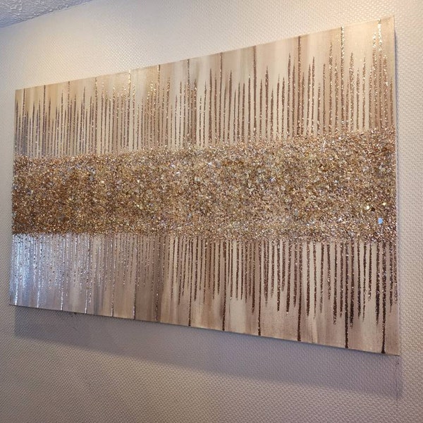Beige and Taupe Glass Painting, Beige Glass Painting, Gold Glass Art ...