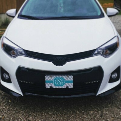 Monogram License Plate Grey Chevron Blue License Plate - Etsy