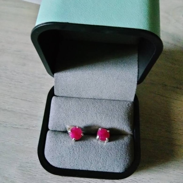 Natural Dark Red Ruby Earring, Deep Red Genuine Ruby Studs, Raw Ruby ...