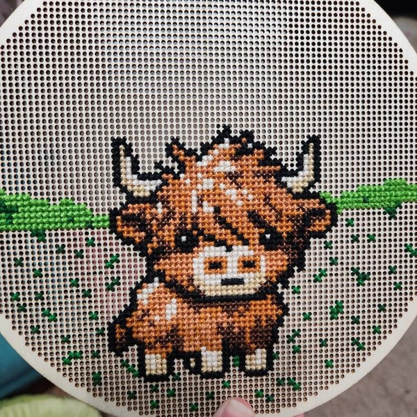 Highland Cow Cross Stitch Pattern Farm Animal Cross Stitch Pattern Cute ...