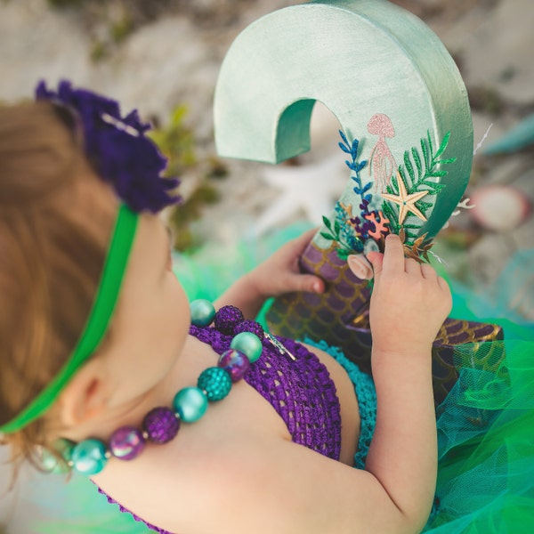 Mermaid Theme Number Photo Prop. Mermaid Party Decoration - Etsy