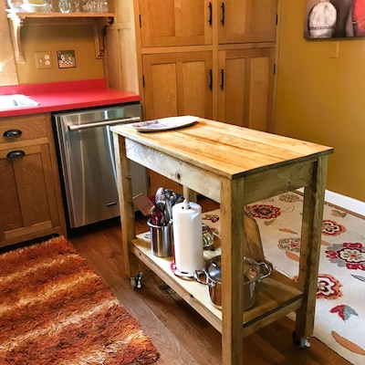 Big Kitchen Work Table/island With Butcher Block or Pine Top. 3 Big ...
