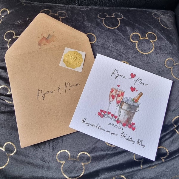 Personalised Wedding Initial Card | Wedding Champagne Watercolour Card ...