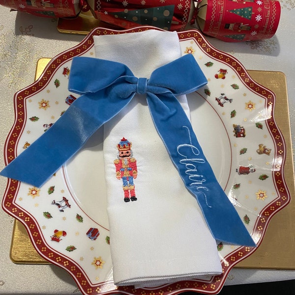 Velvet Ribbon Embroidered Place Setting | Personalised Ribbon for ...