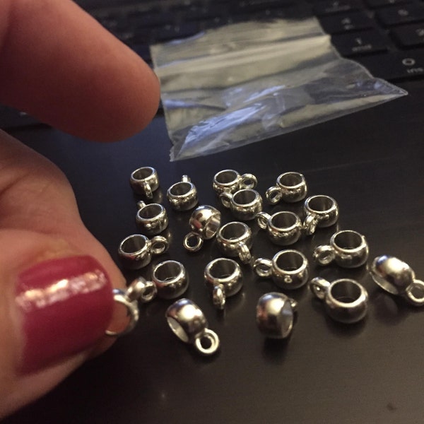 20pc Silver Plated Bail Beads - 9x4mm - Ships From USA, Jewelry Finding ...