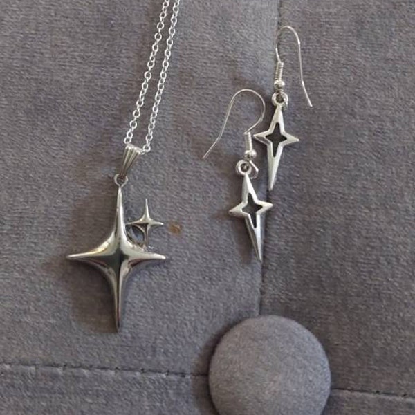 Matching Twin Star Necklace Set | Two Piece Matching Silver Necklace ...