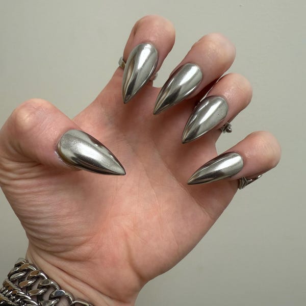 Liquid Hell- Black Goth Nails -black 3D Textured Gothic Luxury Gel ...