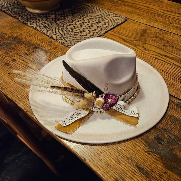 Black & Gold Custom Wide Brim Fedora | Cards Concert Western Gothic ...