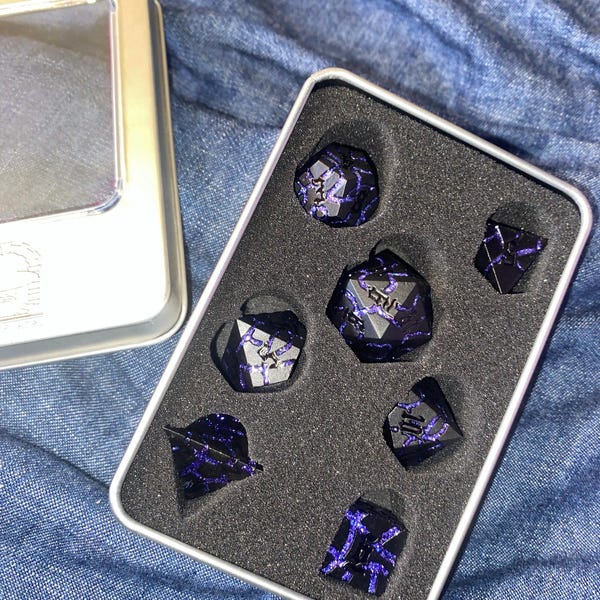 Unique Metal Dice Set for DND & RPG Games | Sage’s Warp Stones Black ...