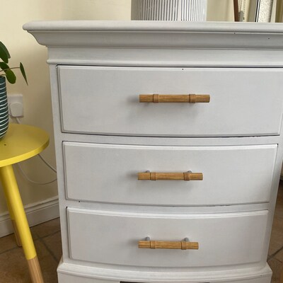 Boho Rod Drawer Pull , Dark Oak Rattan Handle, Wicker Drawer Pull ...