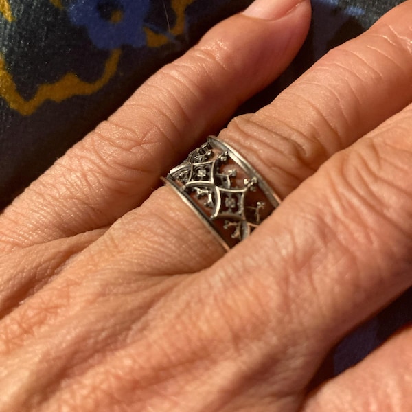 Sterling Silver Gothic Ring, Uniquely Designed Wedding Ring, Cathedral ...