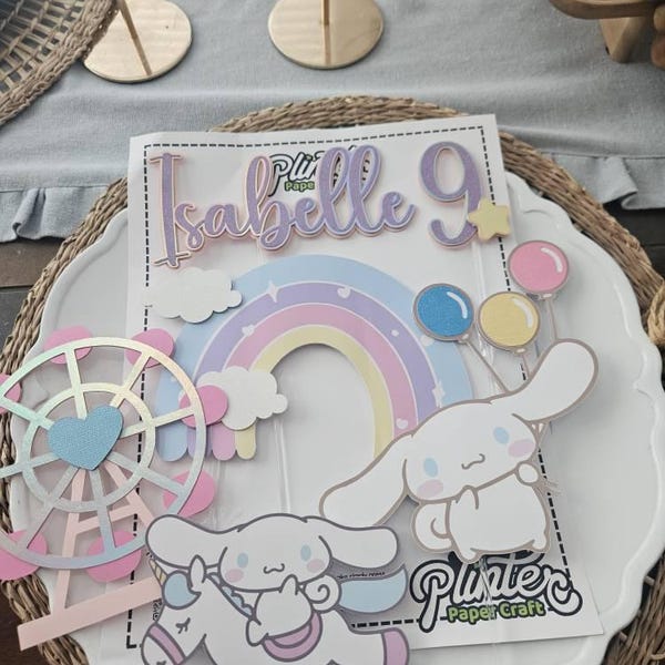 Cinnamon Roll Cake Topper - Kitty and Friends Birthday - Cinnamon Roll ...