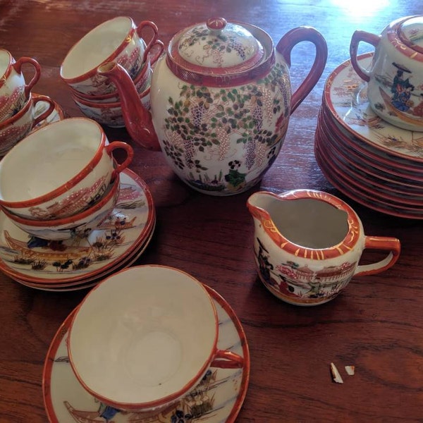 Minton & Co, Victorian Era Deep Dish, Flow Blue Pattern With Red Decor ...