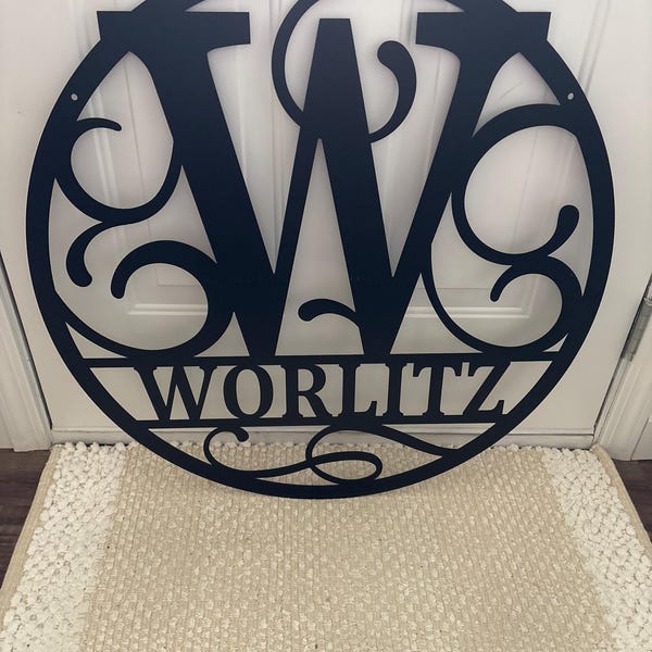 Round Personalized Metal Monogram Sign. Wedding Gift. Family Name Sign ...