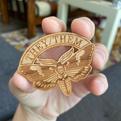 Wooden Pronoun Pins Moth Pins Wood Burning - Etsy