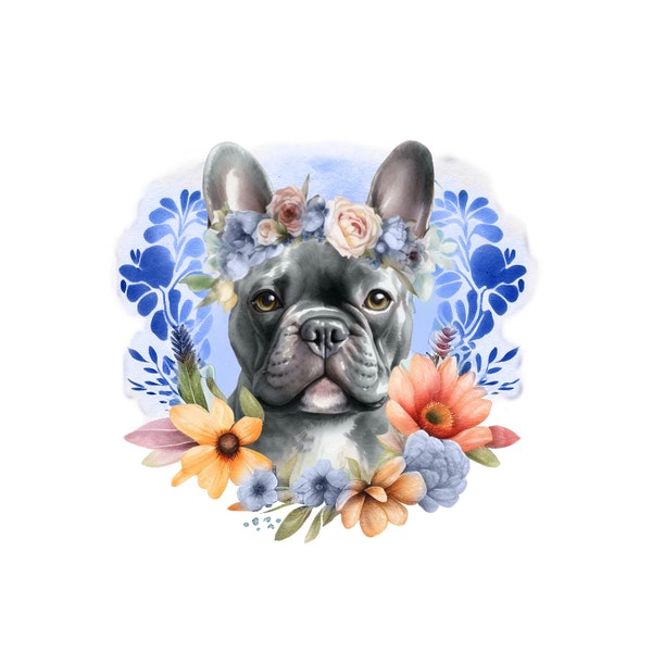 Flower Dogs, 9 Cliparts, Flower Dog Watercolor Clipart, Dog Clipart ...