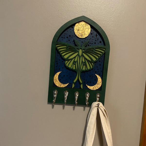 Luna Moth Keyholder, Keychain Holder for Wall, Enchanting Decor, Boho ...