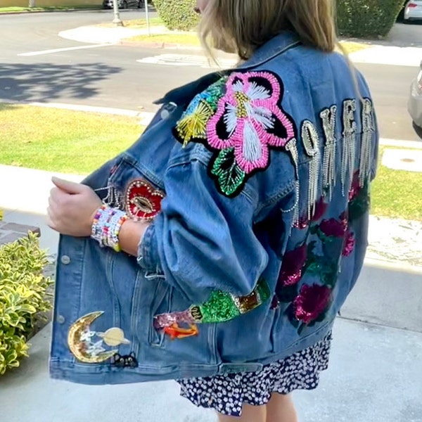 Gold Rhinestone Fringe Lovers Sequins Patch Beads Tassels Applique Sew ...